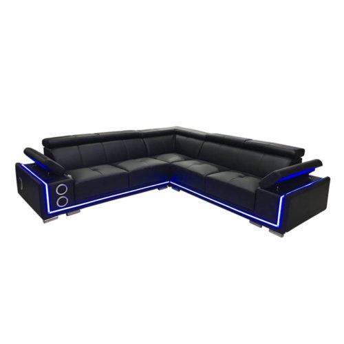 Grey L Shaped Sofa With Led Lights & Audio System | Smart Led Sofa