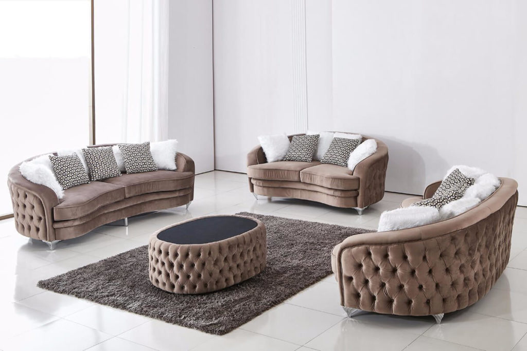 Fabric Chesterfield Sofa In Round Shape | Chesterfiled Round Sofa set