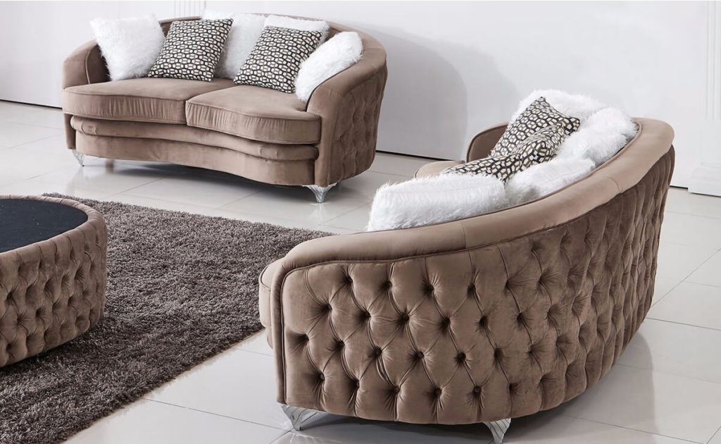 Fabric Chesterfield Sofa In Round Shape | Chesterfiled Round Sofa set
