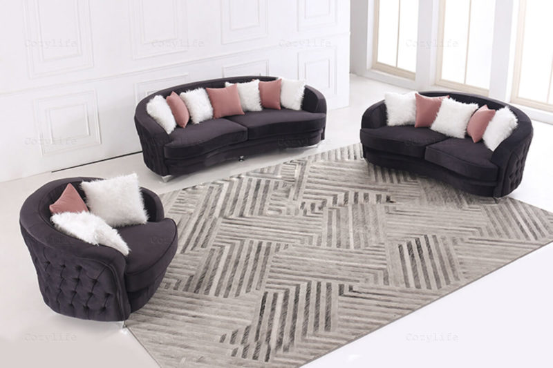 Fabric Chesterfield Sofa In Round Shape | Chesterfiled Round Sofa set